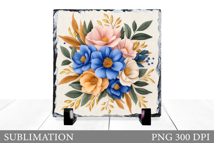 Floral Slate Design. Flowers Sublimation (5862952)