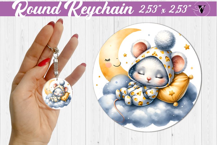 Round keychain | Sleeping animals (3681506)