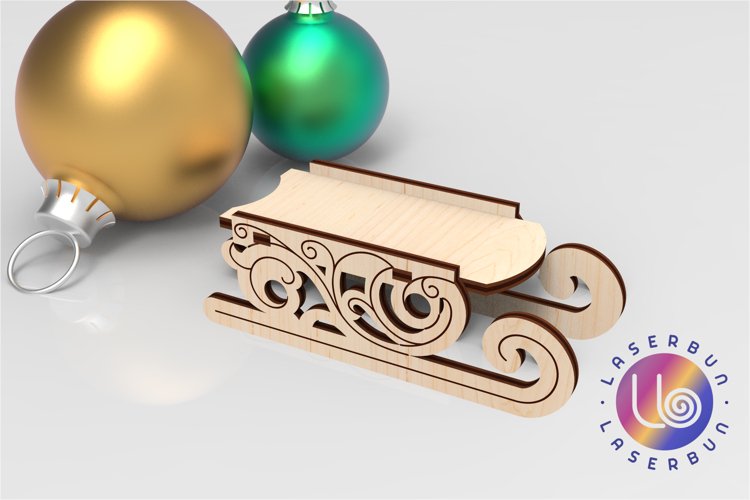 Sleigh ornament. SVG DXF laser cutting files, CNC patterns