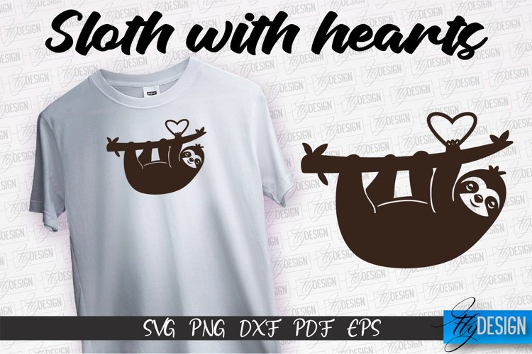 Sloth With Hearts SVG Design | Lazy Design SVG | (3052727)
