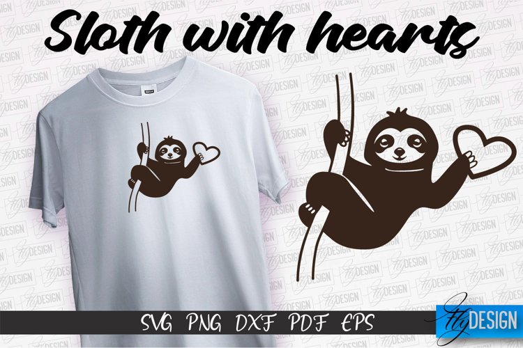 Sloth With Hearts SVG Design | Lazy Design SVG | (3052753)
