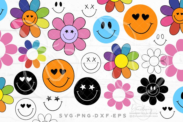 Boho Face svg bundle, Retro Happy Face svg SV169