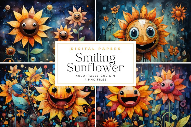 4 Smiling Sunflower Background
