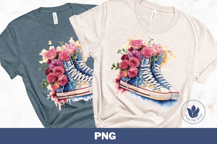 Snickers Shoes with Flowers Watercolor PNG (2722238)