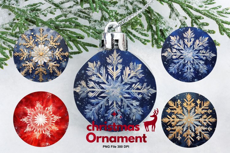 Christmas Ornament Snowflakes Round Ornament (2777566)