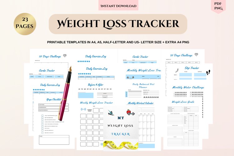 Daily Printable Weight Loss Tracker, Printable Weight Loss (2043375 ...