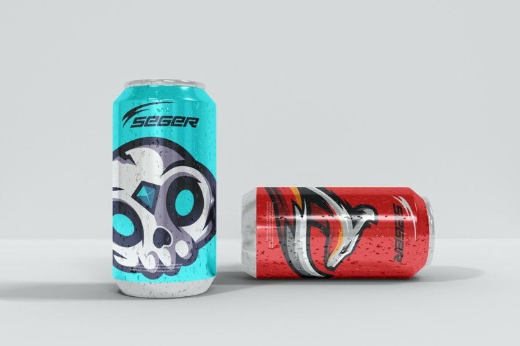 can soda bottle realistic logo mockup psd