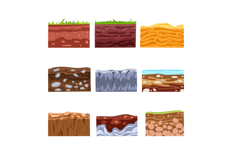Cartoon soil layers depicting ground cross sections