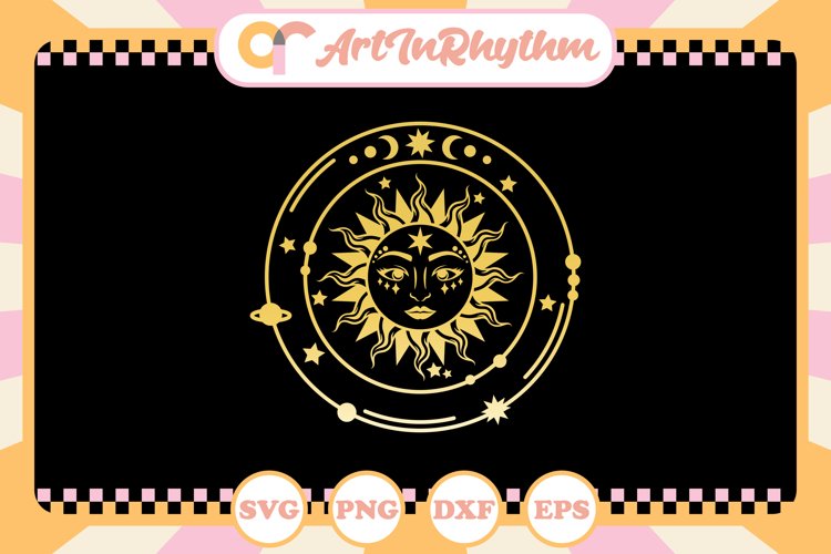 Celestial Sun svg, Sun face svg