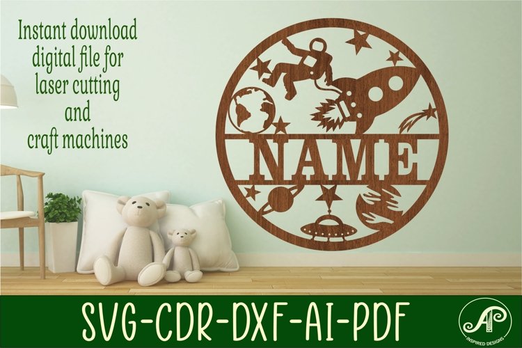 Space name sign svg laser cut template