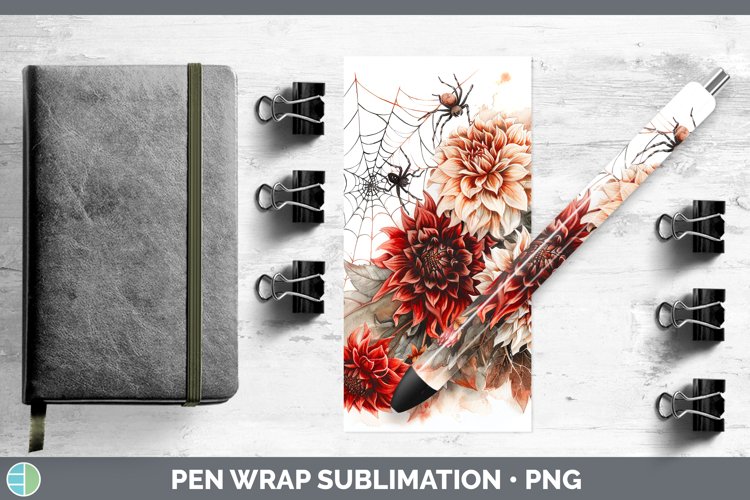 Spiderweb Flowers Dahlia Pen Wrap Sublimation Epoxy Pen Desi