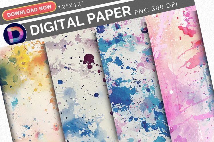Watercolor Splatter Digital Paper