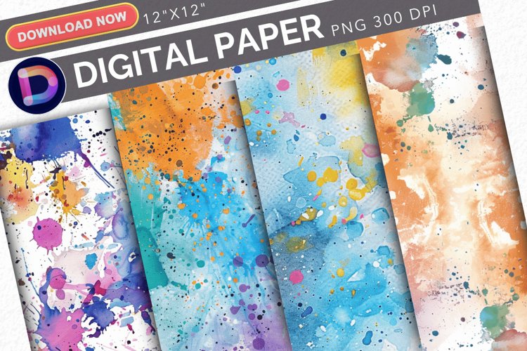 Watercolor Splatter Digital Paper