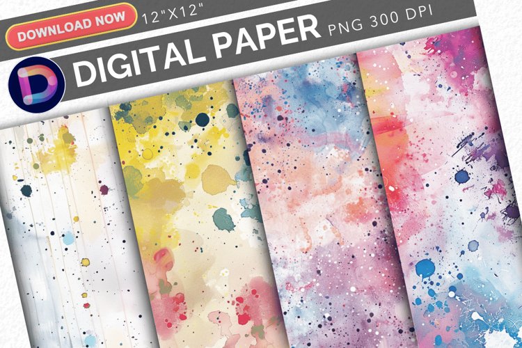 Watercolor Splatter Digital Paper