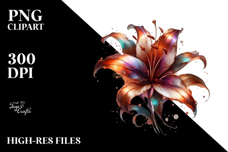 Abstract Shiny Lily Watercolor Splash