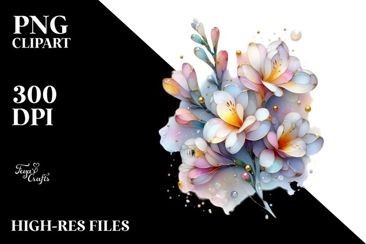 Golden Abstract Freesia | Clipart