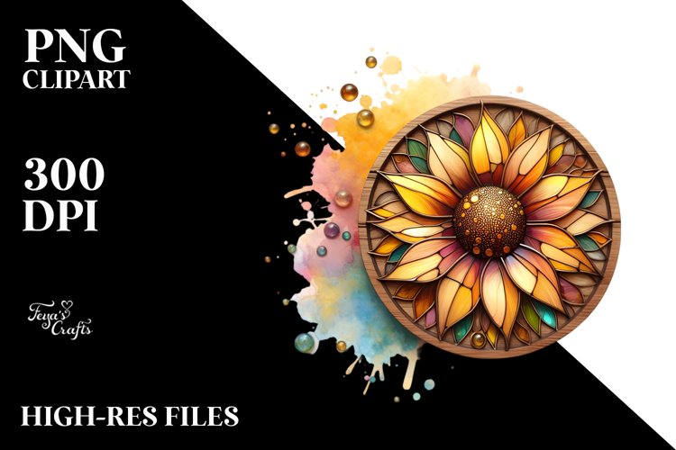 Colorful Stained Sunflower Metallic Insertions