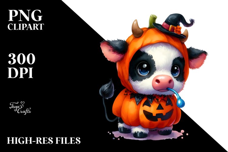 Vibrant Baby Cow Halloween Costume | Clipart