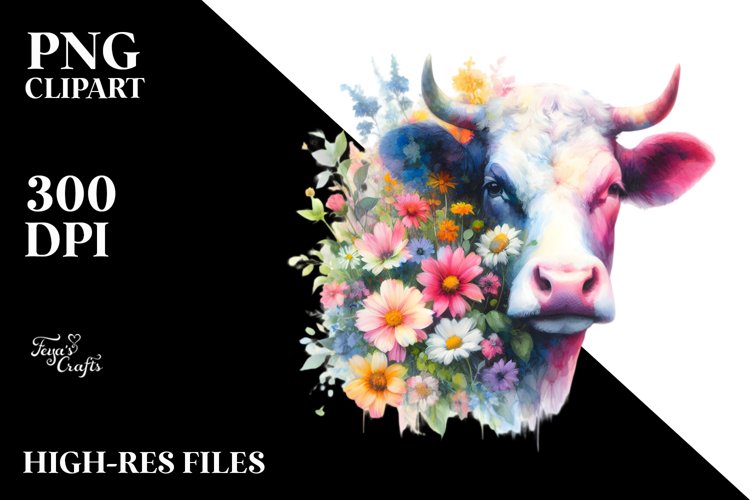 Vibrant Abstract Cow with Watercolor Splash | Sublimation