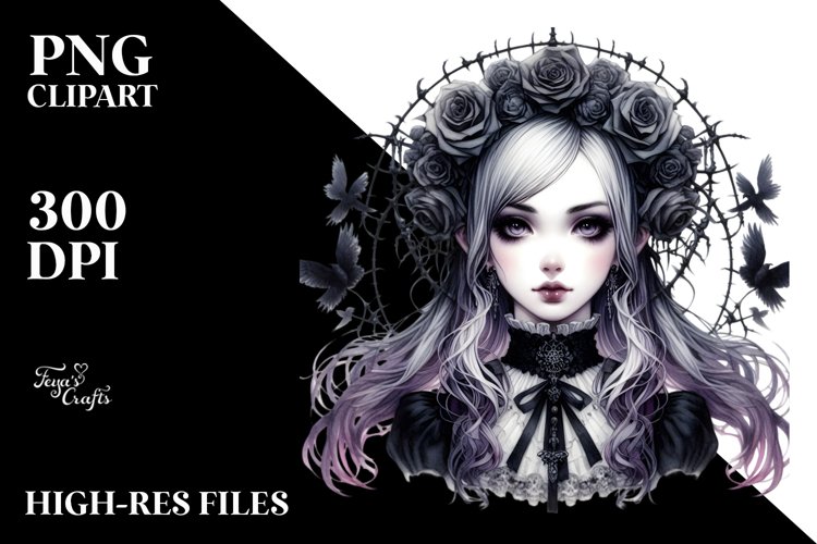 Detailed Gothic Girl PNG
