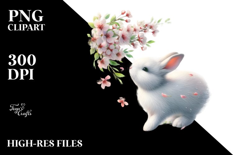 Tumbling Rabbit Spring Petals | Clipart