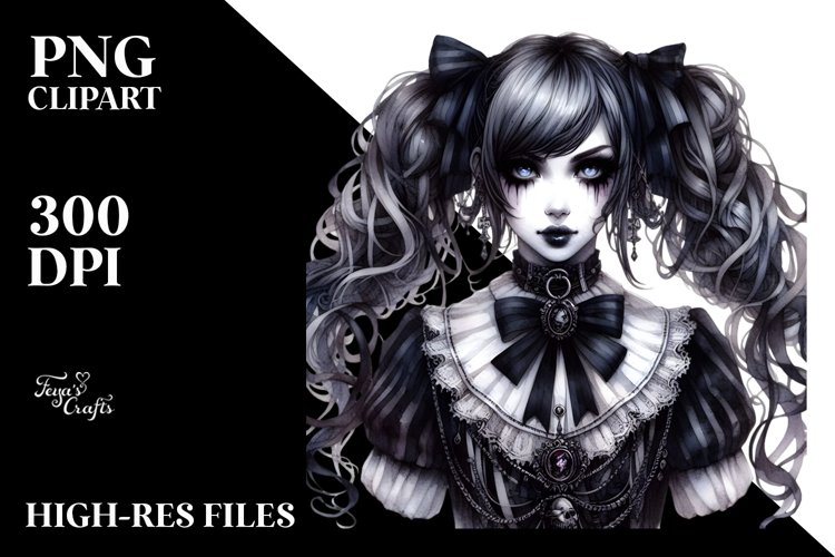Detailed Gothic Girl PNG