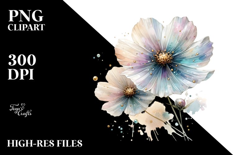 Detailed Pastel Shiny Cosmos PNG