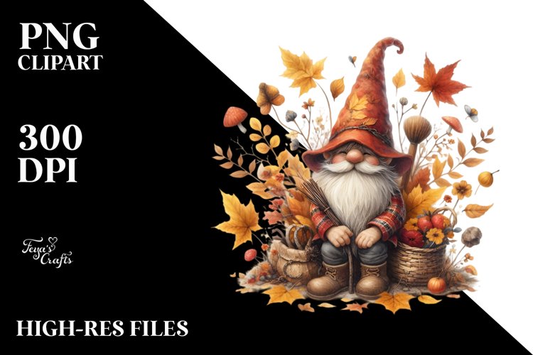Vibrant Autumn Gnome PNG