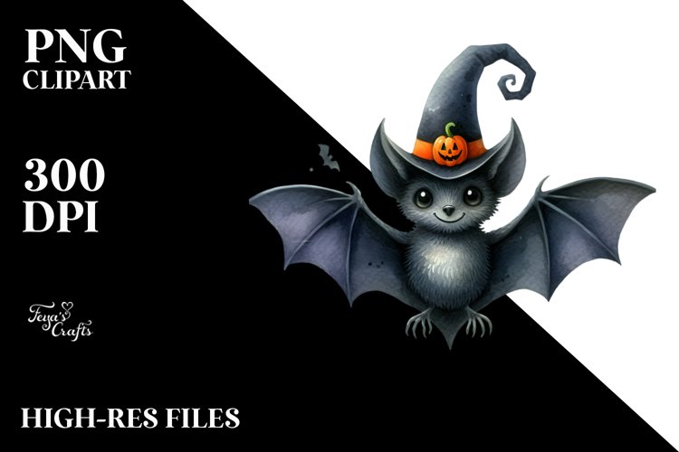 Funny Halloween Bat | Watercolor Clipart