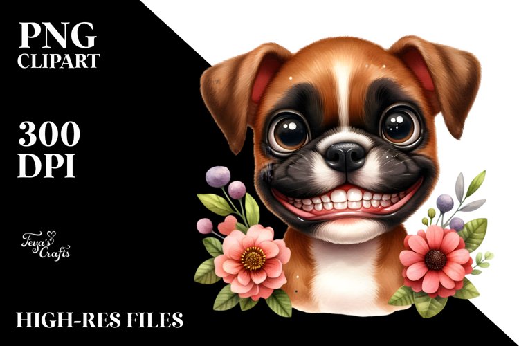 Watercolor Cute Baby Boxer Clipart