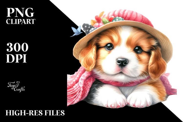 Colorful Watercolor Baby Dog | Sublimation Clipart