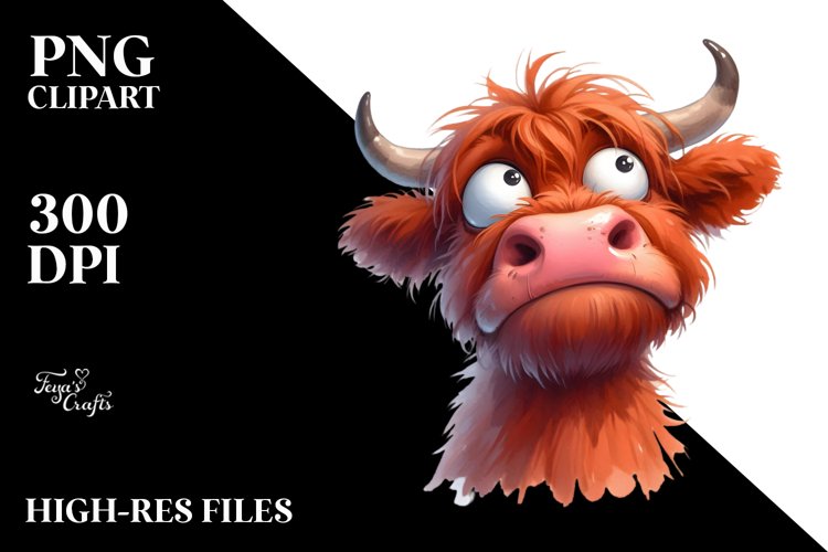 Confused Baby Highland Cow PNG