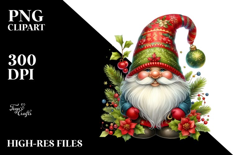 Vibrant Detailed Christmas Gnome, PNG