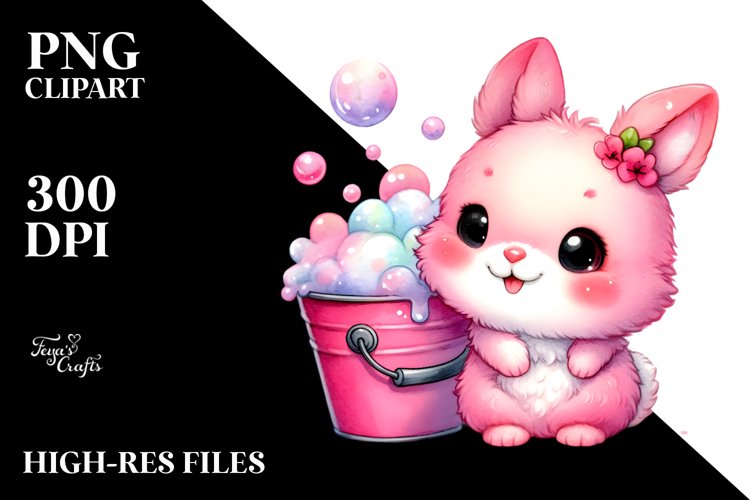 Vibrant Pink-ish Cute Rabbit Clipart