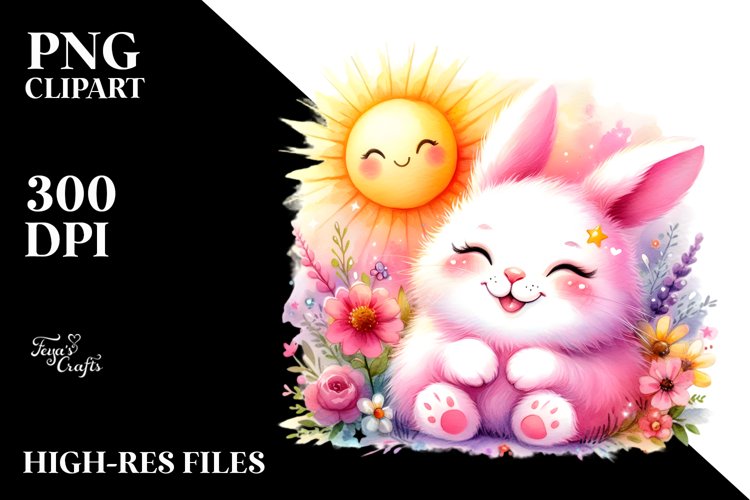 Vibrant Pink-ish Cute Rabbit Clipart