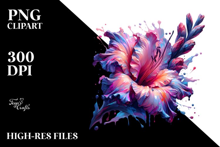 Abstract Gladiolus Watercolor Splash