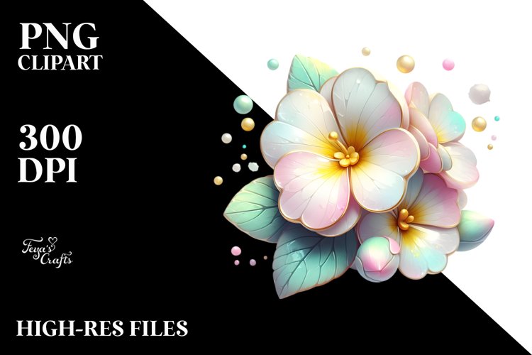 Wooden Primrose in Material with Golden Insertions