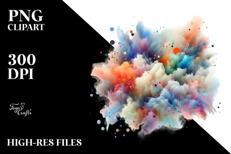 Colorful Watercolor Splash with Golden Foil