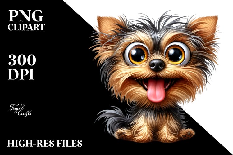 Crazy Yorkshire Terrier Watercolor Clipart