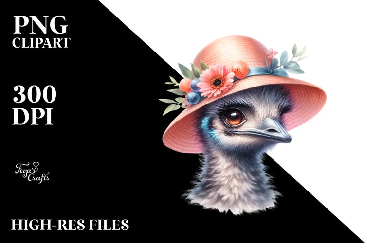 Vibrant Baby Emu with Hat