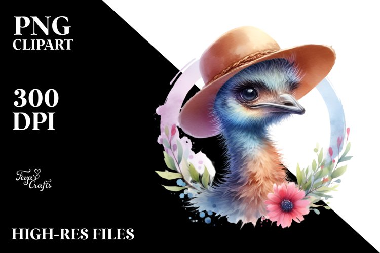 Vibrant Baby Emu with Hat