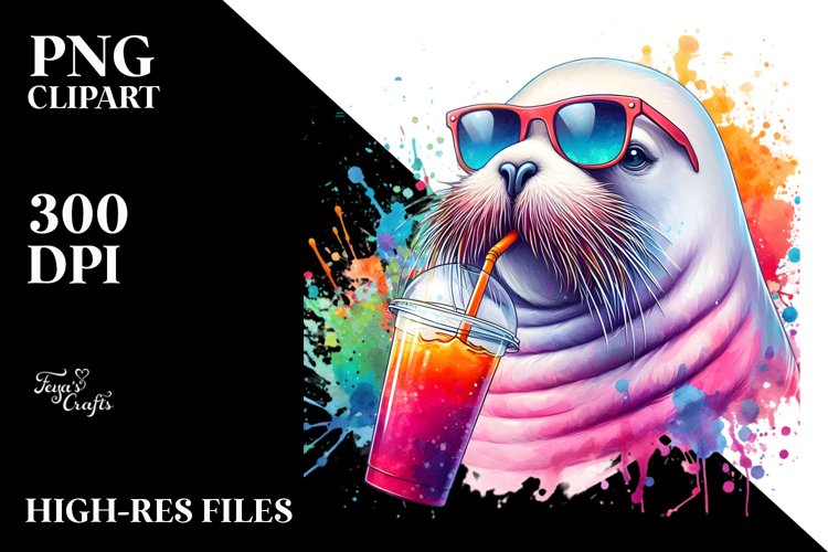 Walrus Drink Quirky Colorful