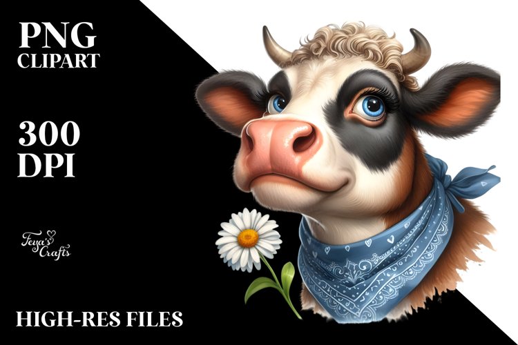 Cow Sublimation Clipart Cow Portrait
