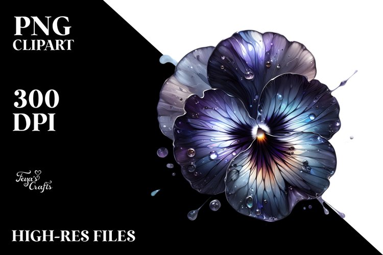 Glossy Pansy Watercolor Splash