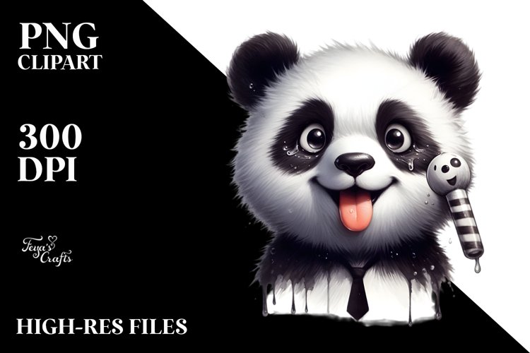 Washed Panda Portrait Watercolor Clipart