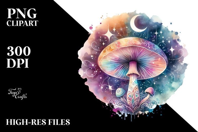 colorful Magical Celestial Astral Mushroom