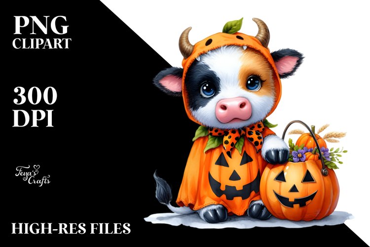 Cute Baby Cow Halloween Clipart