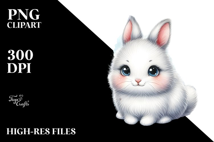 Colorful Baby Arctic Hare with Moon | Clipart