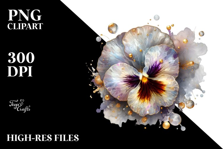 Shiny Pansy Watercolor Splash