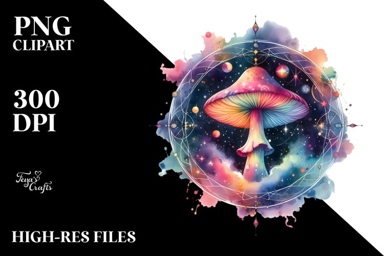 Colorful Magical Celestial Astral Mushroom